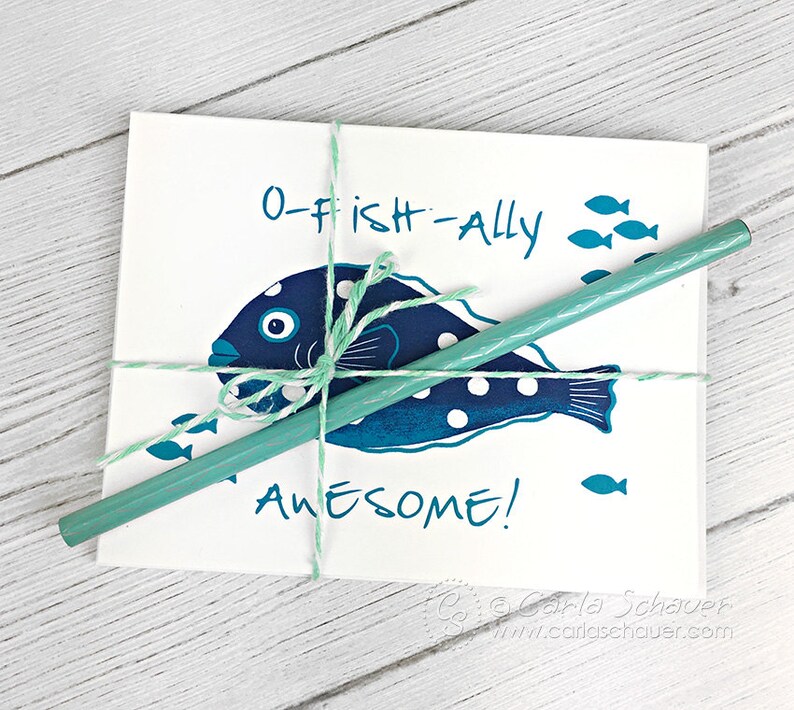 O-fish-ally Awesome Pun Note Cards, Funny Note Cards Gift Set With Envelopes, Ocean Fish Art ...