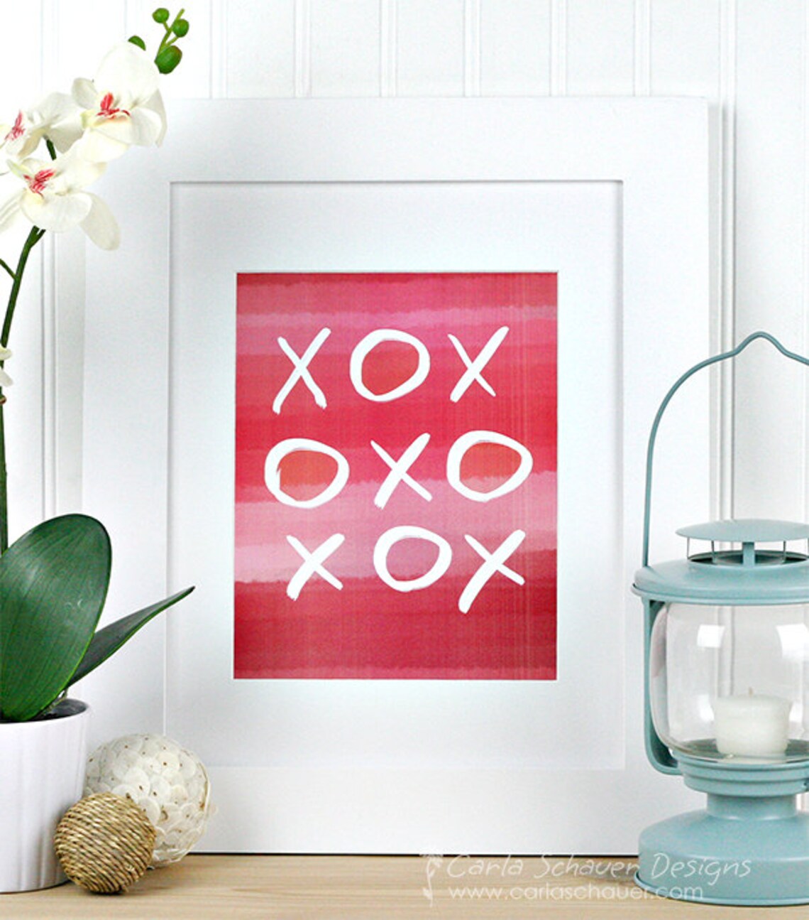 Pink Watercolor XOX Valentine Printable, Hugs & Kisses Printable Art ...