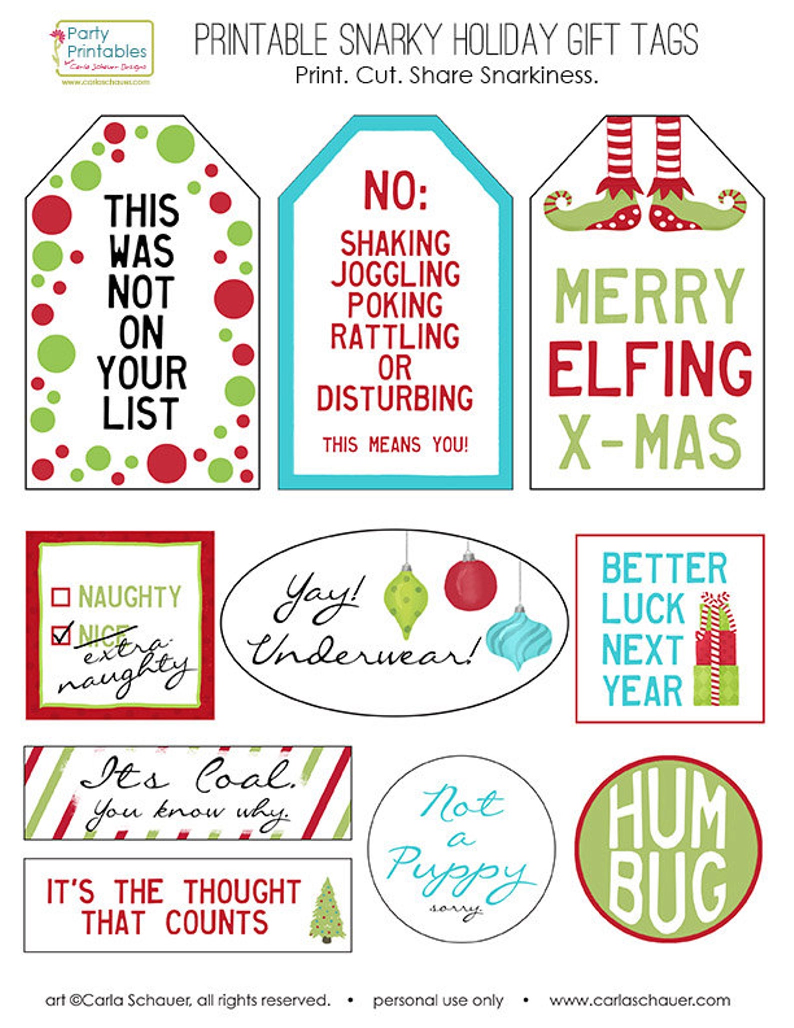 Snarky Christmas Gift Tags, Funny Holiday Gift Tags, Printable Gift ...