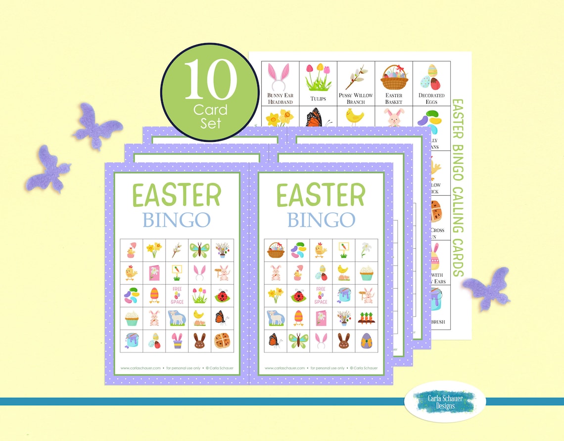 Printable Easter Bingo Game Cards, 10 Cards, 5x5, Easter Party Activity ...
