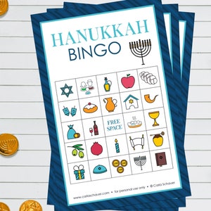 10 Printable Hanukkah Bingo Cards, Chanukah Bingo Game, Family Activity ...