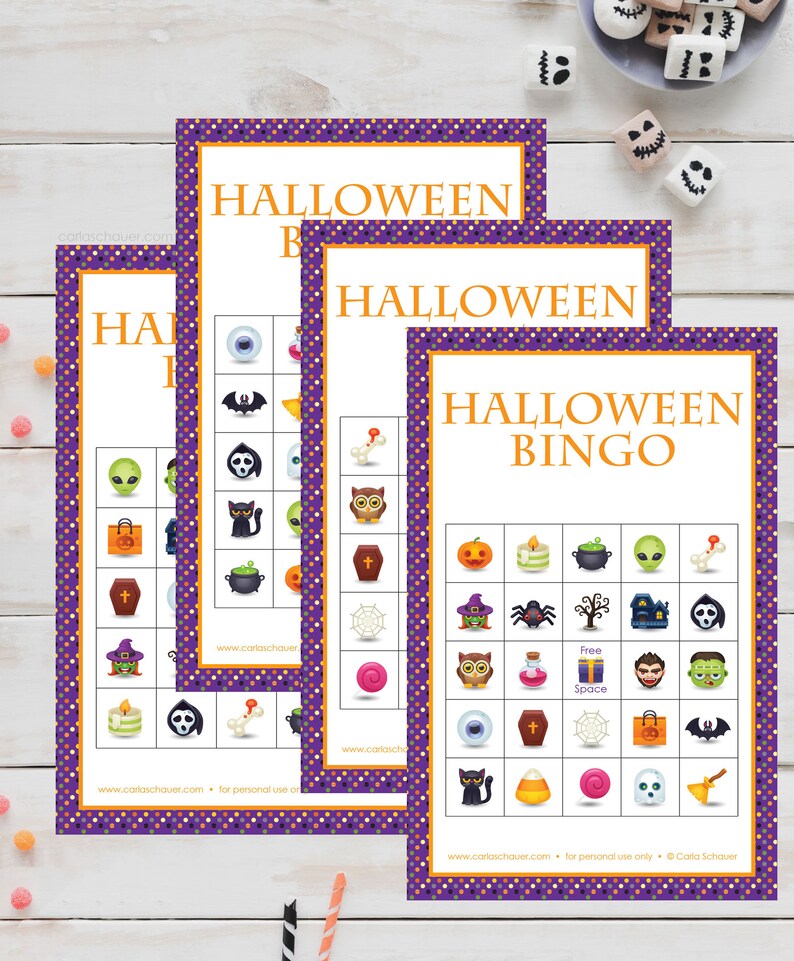30 Printable Halloween Bingo Sheets, 5x5, Bingo Game for Classroom ...