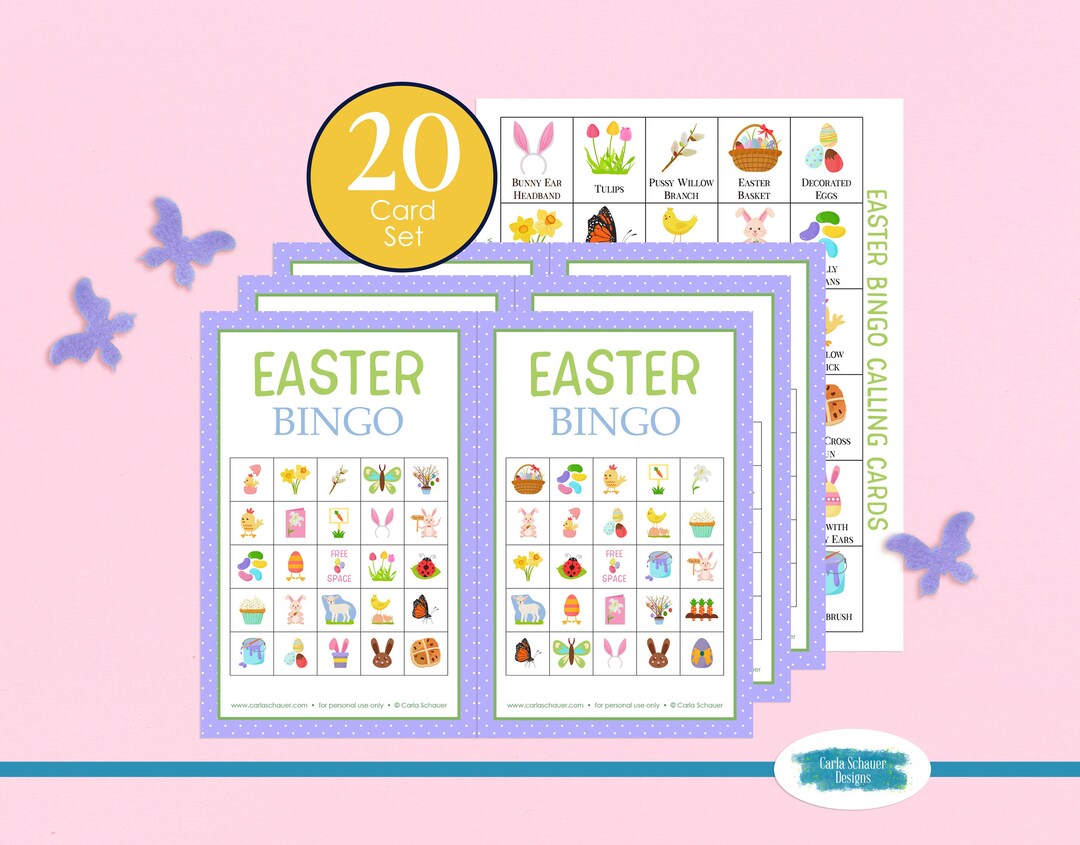 Easter Bingo Cards, 20 Printable Bingo Boards, Easter Activity for Kids ...