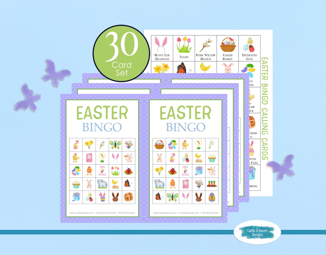 30 Printable Easter Bingo Sheets, Bingo Game for Classroom, Spring ...