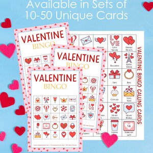 Printable Valentine's Bingo Game Cards, 10 Cards, 5x5, Valentine's Day ...