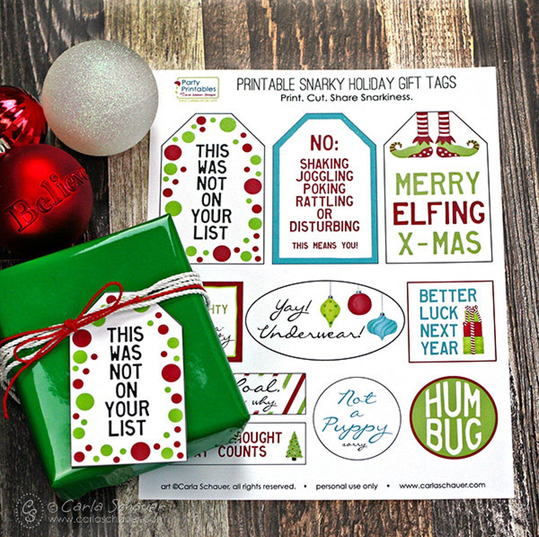 Snarky Christmas Gift Tags, Funny Holiday Gift Tags, Printable Gift ...
