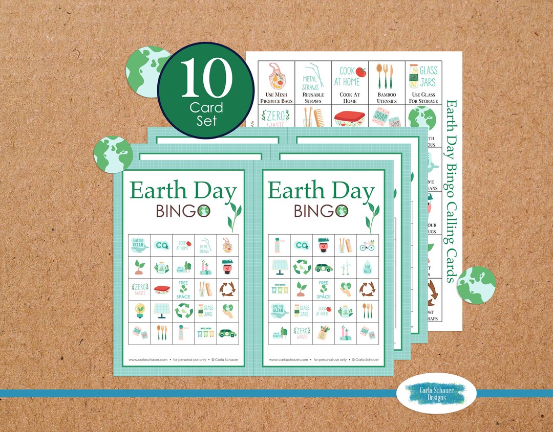 Printable Earth Day Bingo Game Cards, 10 Cards, 5x5, Earth Day ...