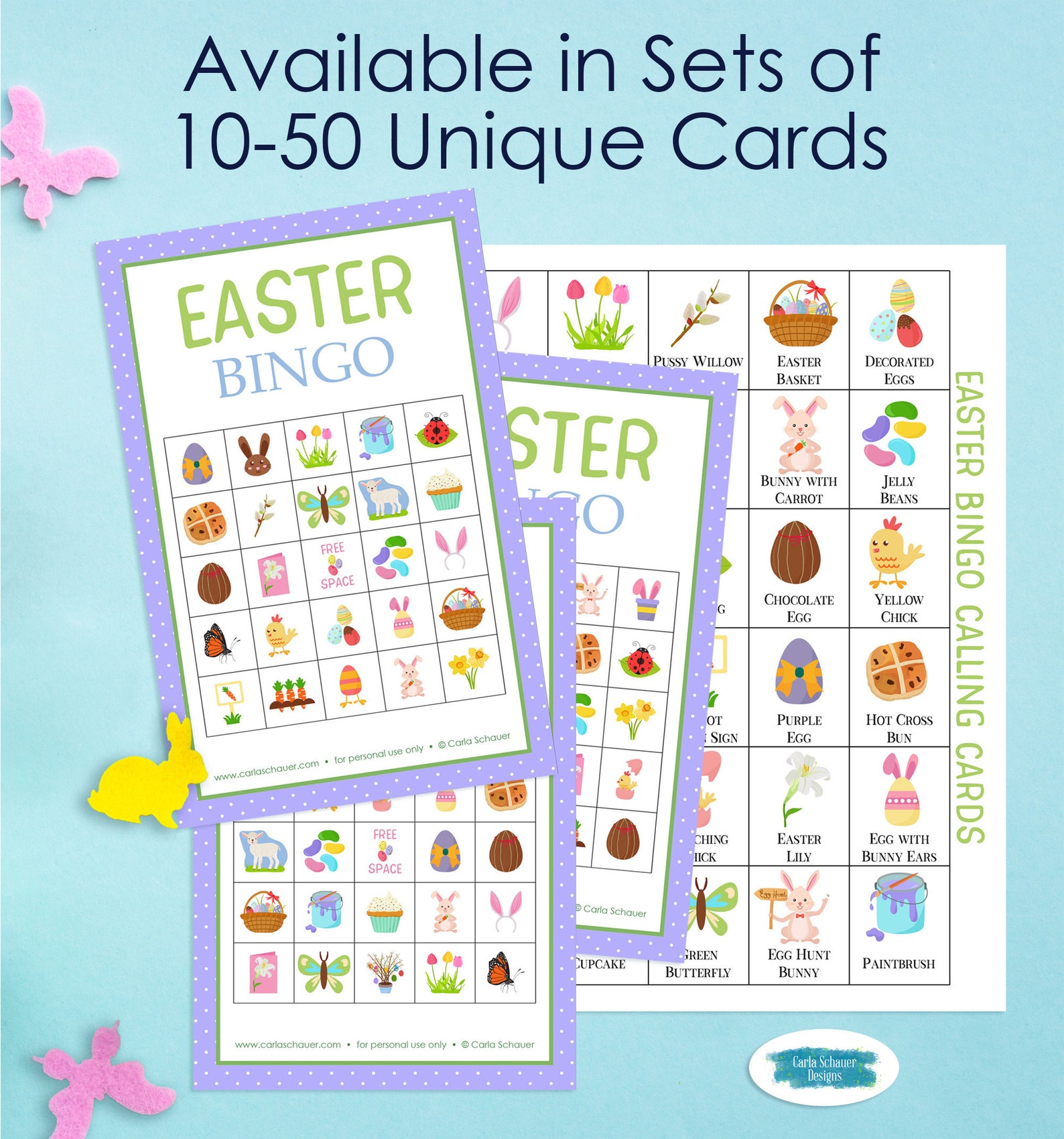 Printable Easter Bingo Game Cards, 10 Cards, 5x5, Easter Party Activity ...