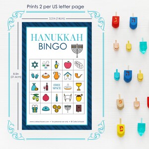 10 Printable Hanukkah Bingo Cards, Chanukah Bingo Game, Family Activity ...