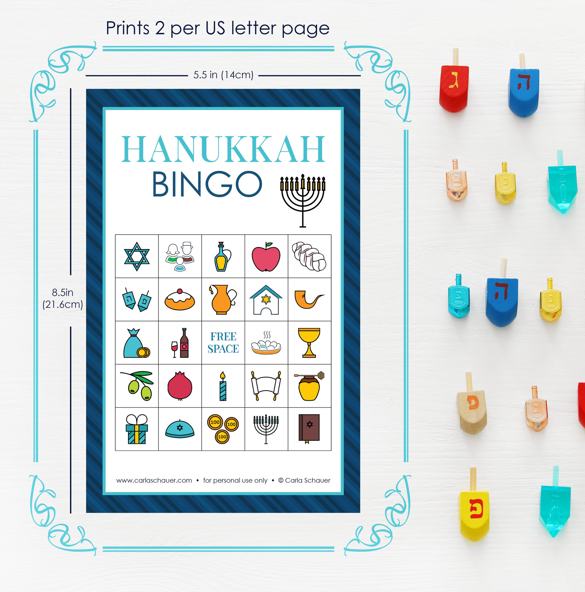 30 Hanukkah Bingo Cards, Printable Chanukah Bingo Boards, for Classroom ...