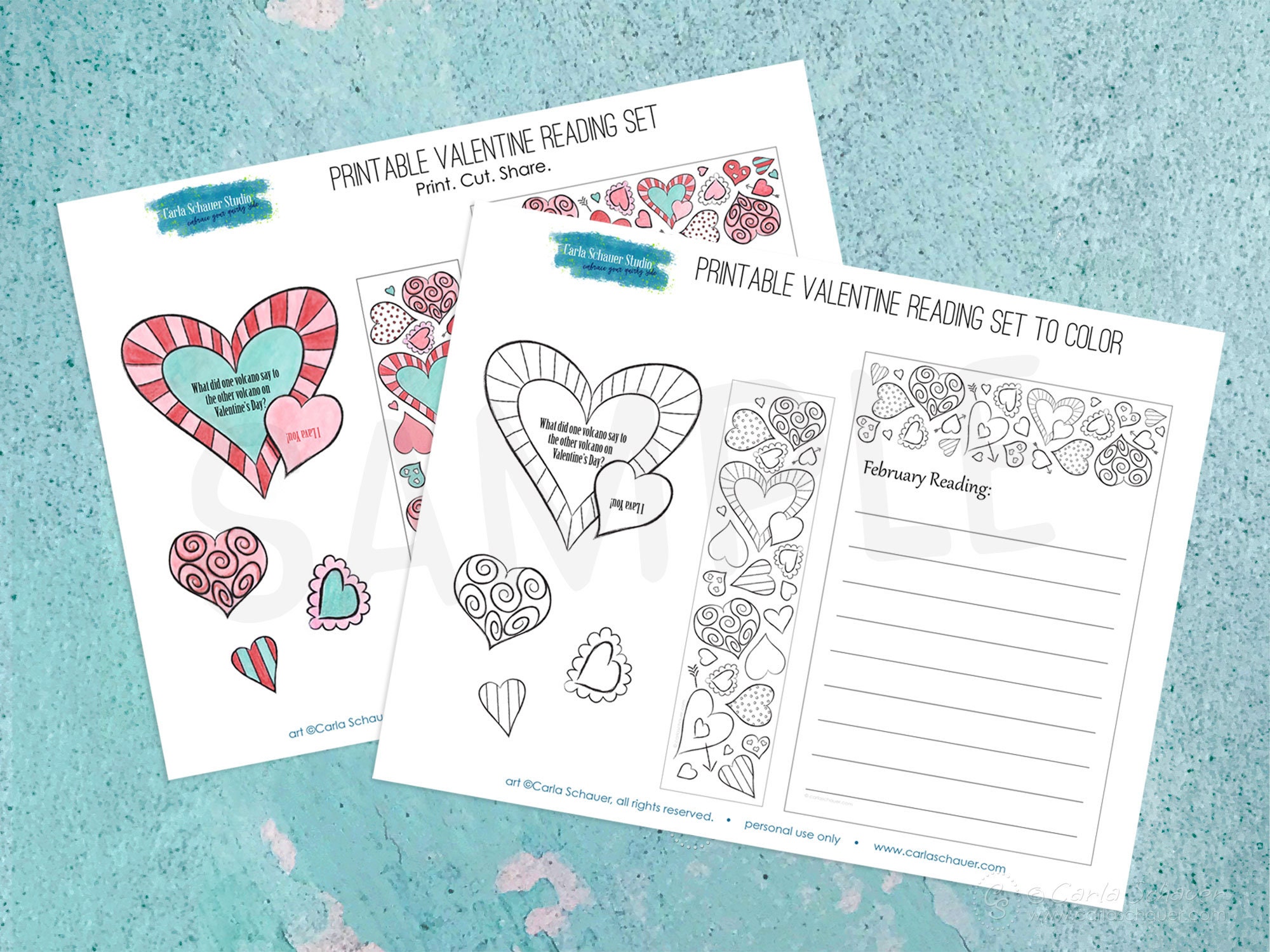 Printable Bookmark and Reading Log Set for Valentine, February - Etsy