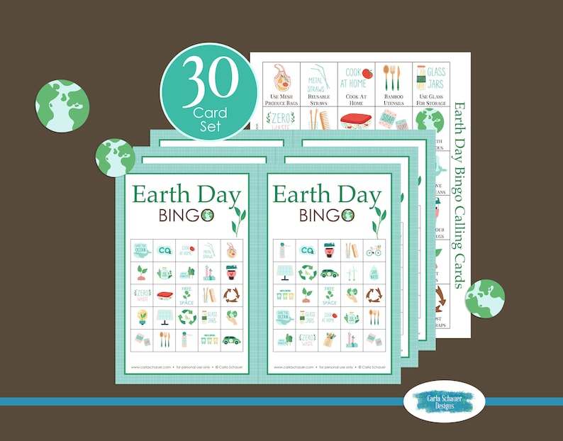 30 Printable Earth Day Bingo Sheets, Bingo Game for Classroom, Party ...