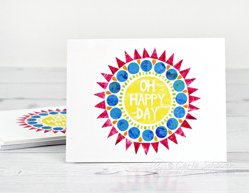 Colorful Note Cards Gift Set With Envelopes Happy Day Note - Etsy