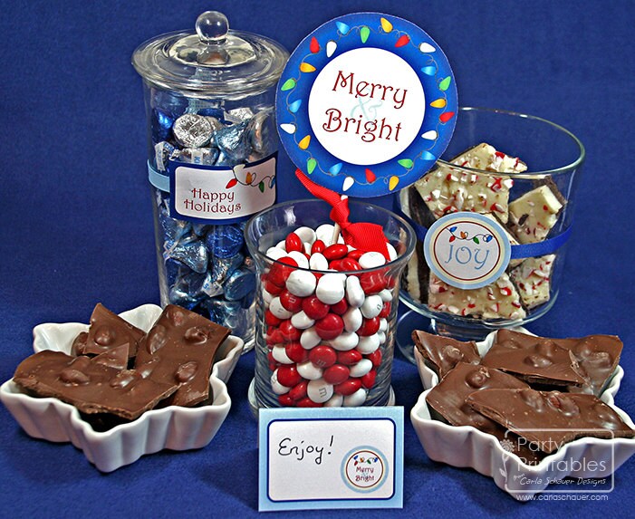 Holiday Lights Winter Printable Party Kit, Blue and Red, for Winter or ...