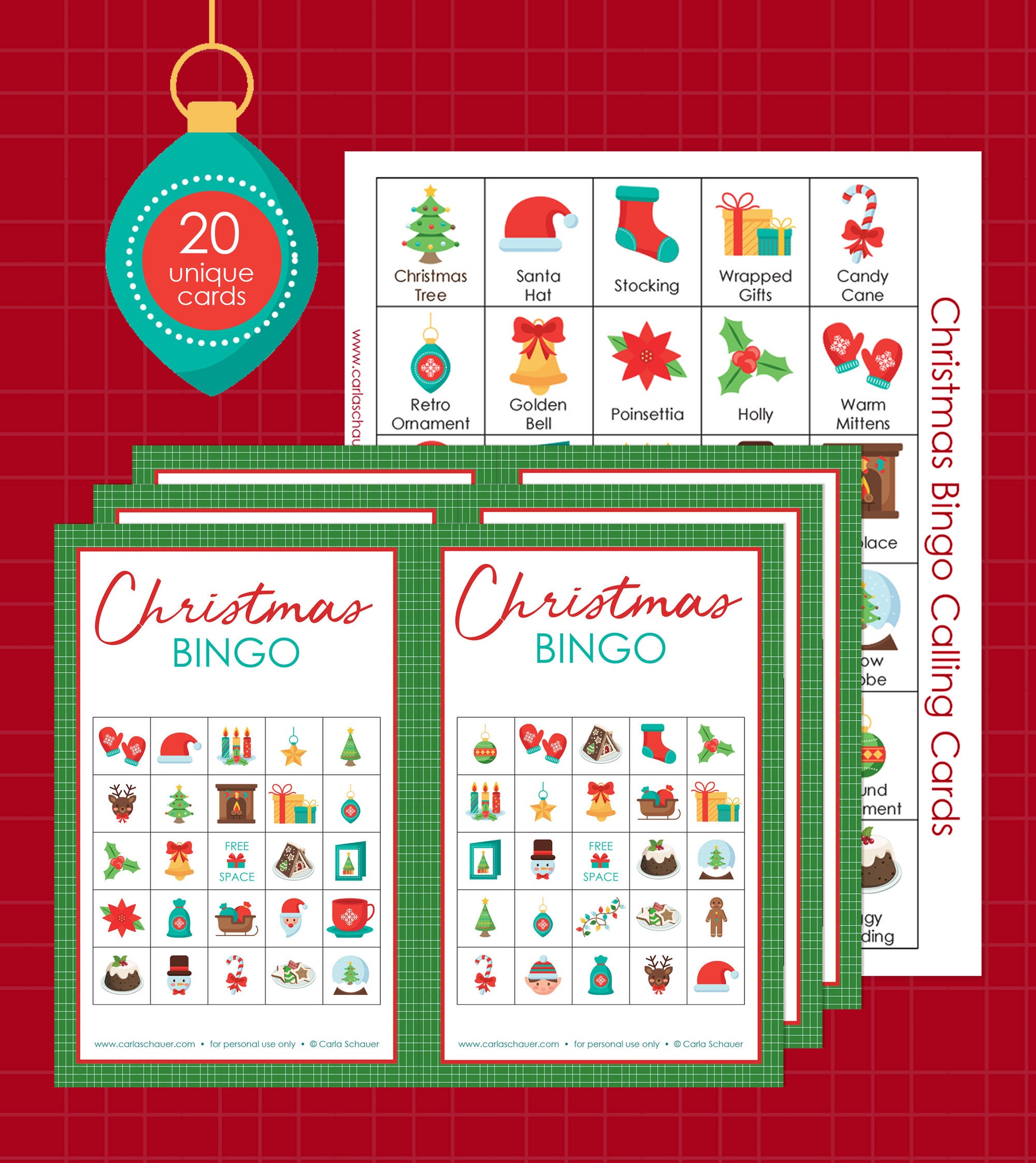 Christmas Bingo Cards, 20 Printable Bingo Boards, Christmas Activity ...