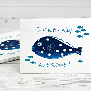 O-fish-ally Awesome Pun Note Cards, Funny Note Cards Gift Set With ...