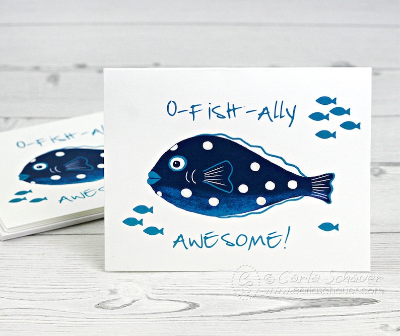 O-fish-ally Awesome Pun Note Cards, Funny Note Cards Gift Set With ...