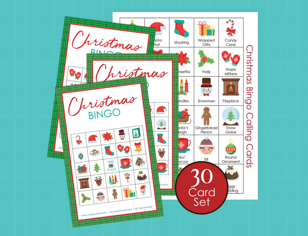 30 Printable Christmas Bingo Sheets, 5x5, Bingo Game for Classroom ...