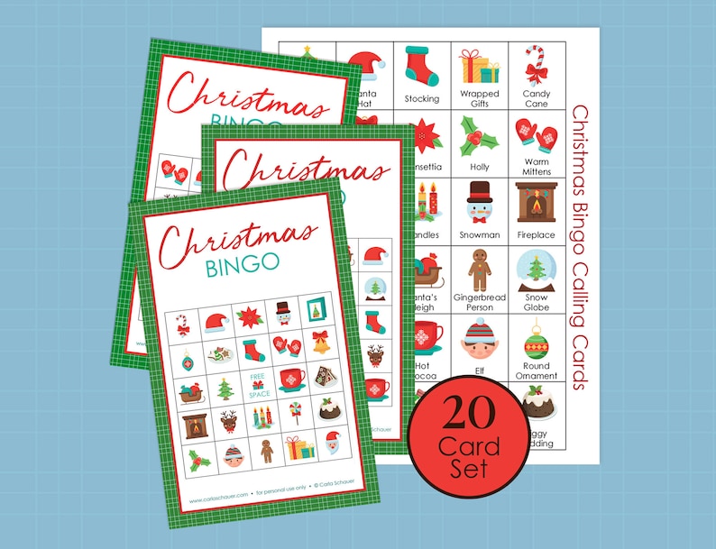 Christmas Bingo Cards, 20 Printable Bingo Boards, Christmas Activity ...