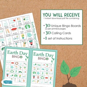 30 Printable Earth Day Bingo Sheets, Bingo Game for Classroom, Party ...