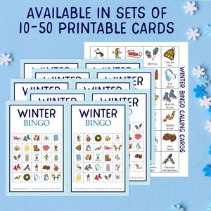 Printable Winter Bingo Game Cards, 10 Cards, 5x5 Bingo, Winter Game for ...