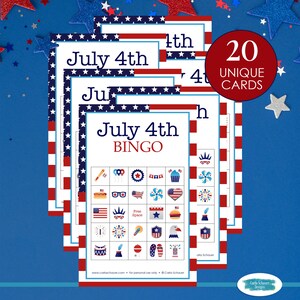 Independence Day Bingo Cards, 20 Printable Bingo Boards, July 4th ...