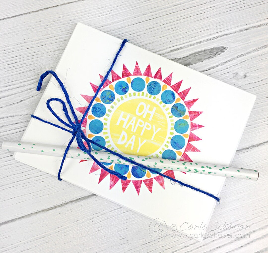 Colorful Note Cards Gift Set With Envelopes Happy Day Note - Etsy