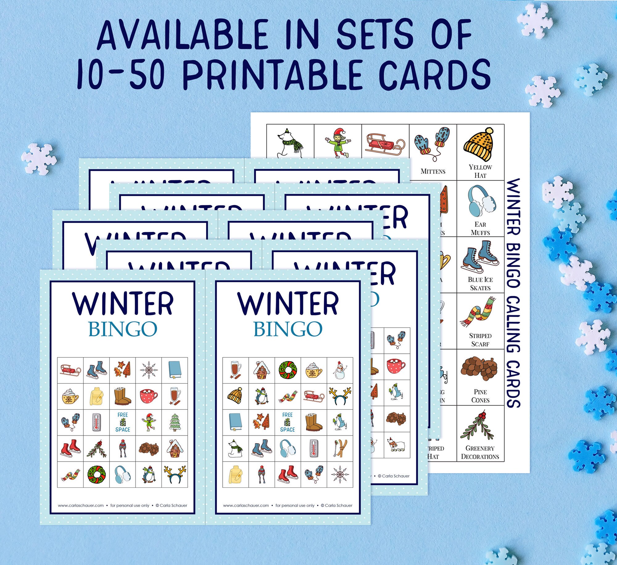 Winter Bingo Cards, 20 Printable Bingo Boards, Winter Activity for Kids ...