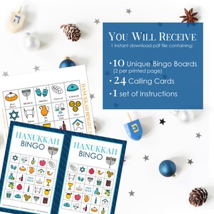 10 Printable Hanukkah Bingo Cards, Chanukah Bingo Game, Family Activity ...