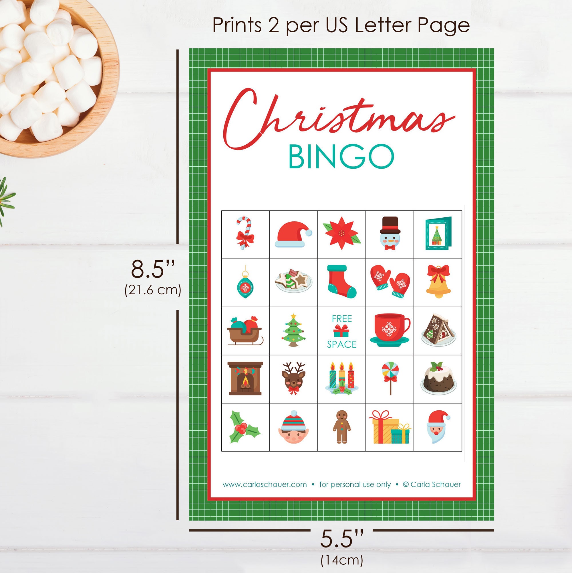 Printable Christmas Bingo Game Cards, 10 Cards, 5x5 Bingo, Christmas ...