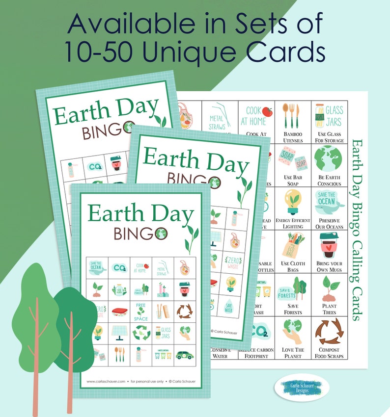 30 Printable Earth Day Bingo Sheets, Bingo Game for Classroom, Party ...