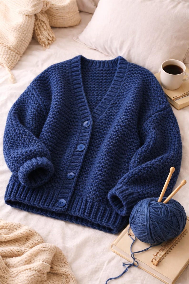 Chunky Knit Cardigan Pattern | Beginner Oversized Sweater (PDF Download ...