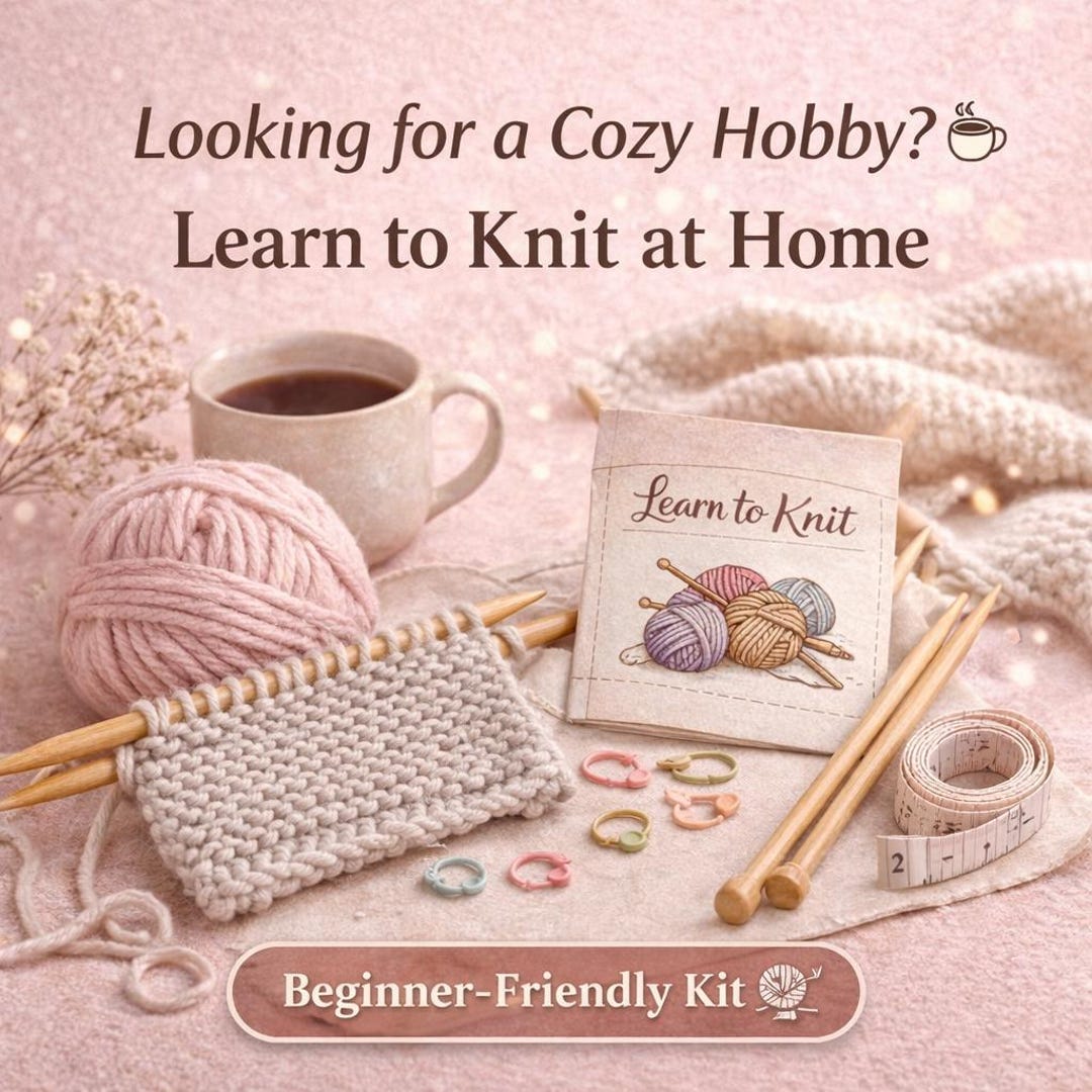 Beginner Knitting Kit | Learn to Knit, DIY Craft, Starter Set - Etsy