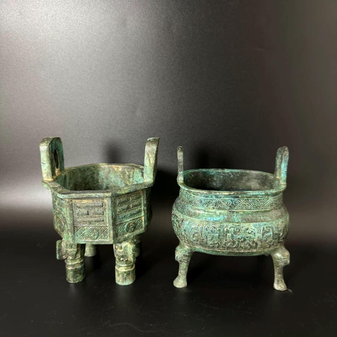 Bronze Bagua Ding (a Type of Ancient Chinese Cooking Vessel), Four ...