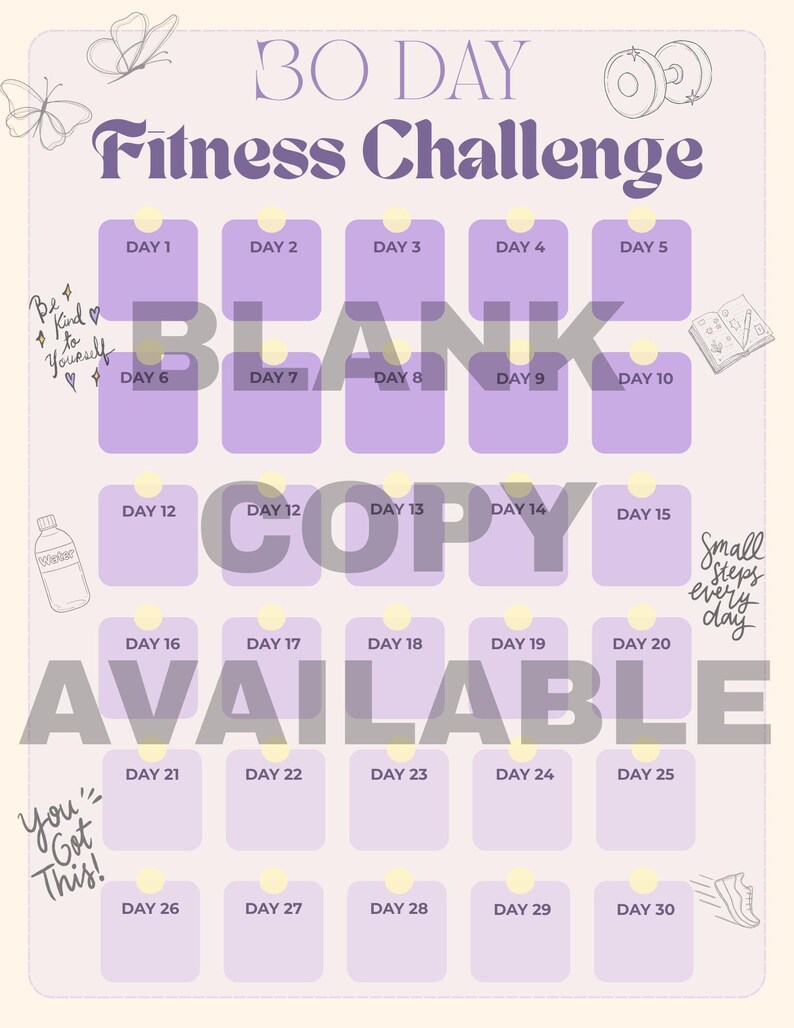 30 Day Workout Challenge: Printable Beginner-friendly Fitness Plan at ...