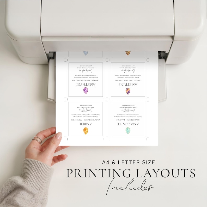 100 Crystal Meaning Cards | Printable Guide, Editable Template (digital ...