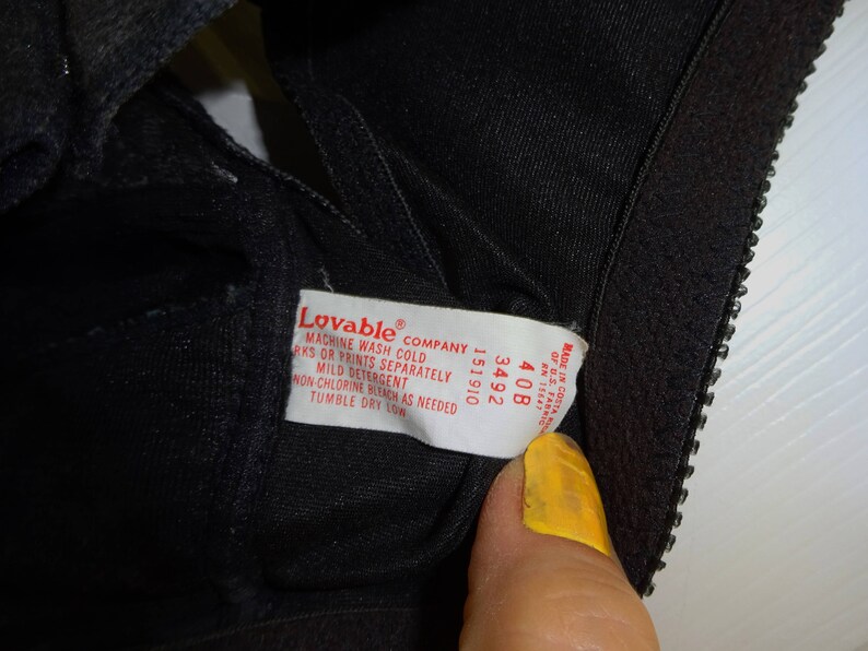 Vintage Bra Black Front Closure Nylon Lace Size 40B Lovable | Etsy