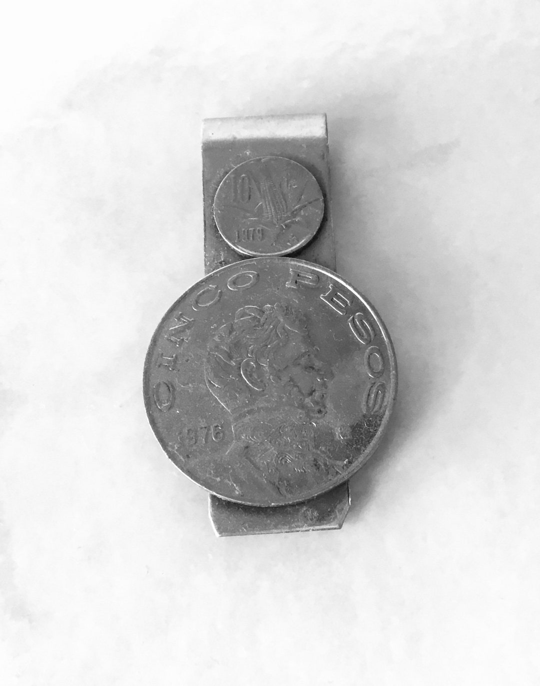 Vintage Money Clip Cinco Pesos Coins 1976 1979 Centavos Made in Mexico ...