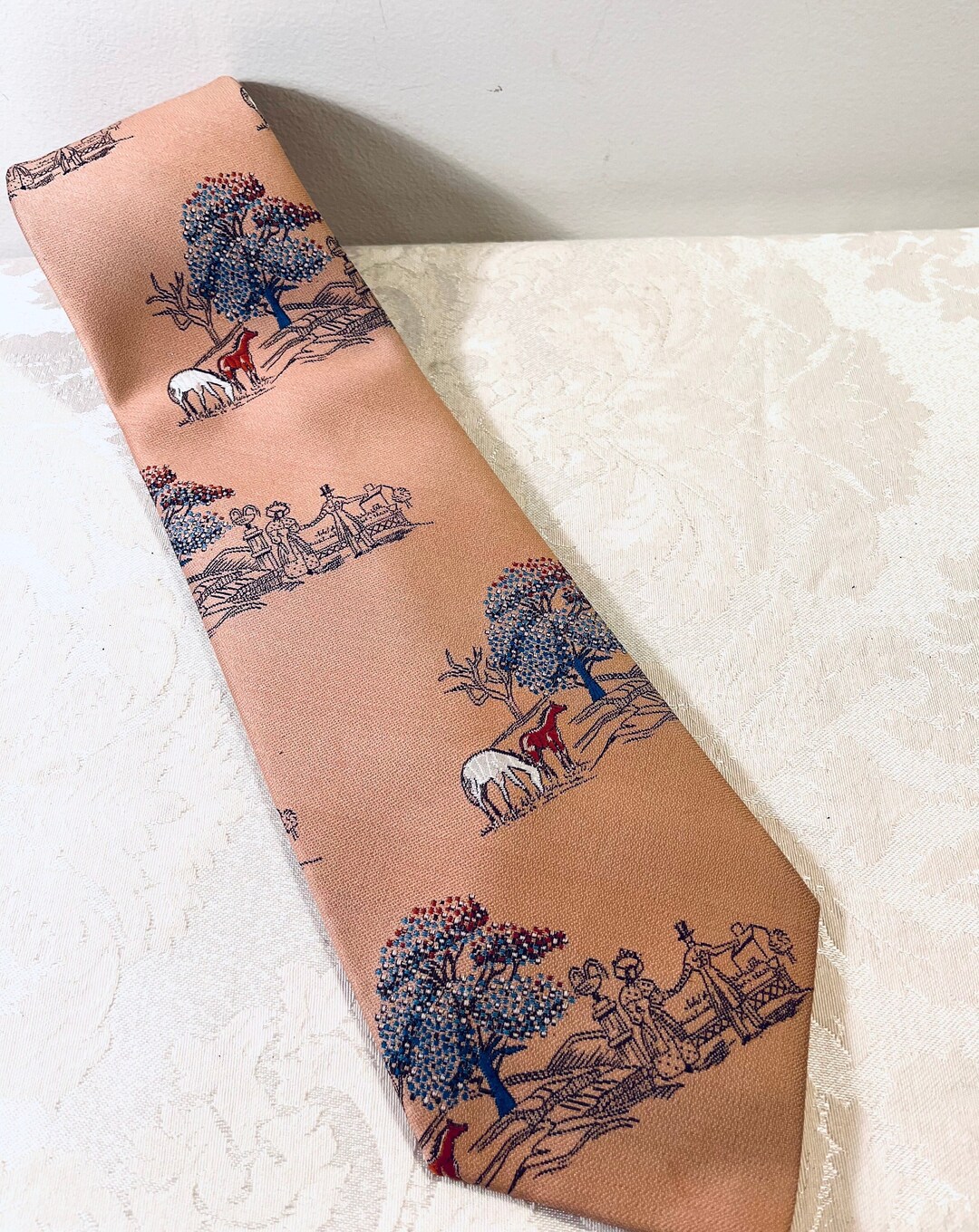 Vintage Tie Farm Horses Prairie Beige Britt Men's Necktie - Etsy