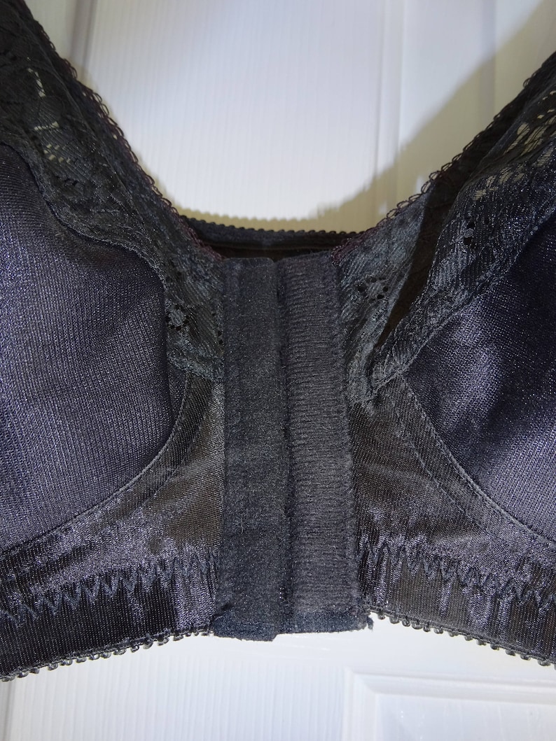 Vintage Bra Black Front Closure Nylon Lace Size 40B Lovable | Etsy