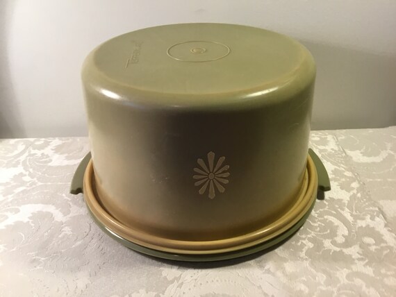 Vintage Tupperware Cake Carrier Cake Taker Green Gold - Etsy