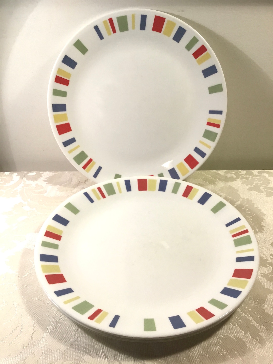 Corelle Memphis Dinner Plates Set of 4 Colorful Stripes 10 - Etsy