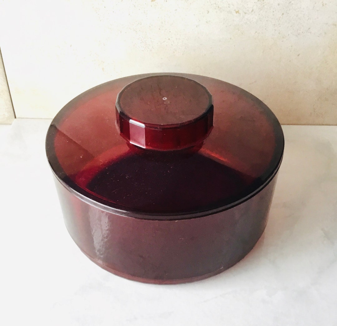 Vintage Tupperware Red Powder Bowl Round Powder Box Red Clear - Etsy