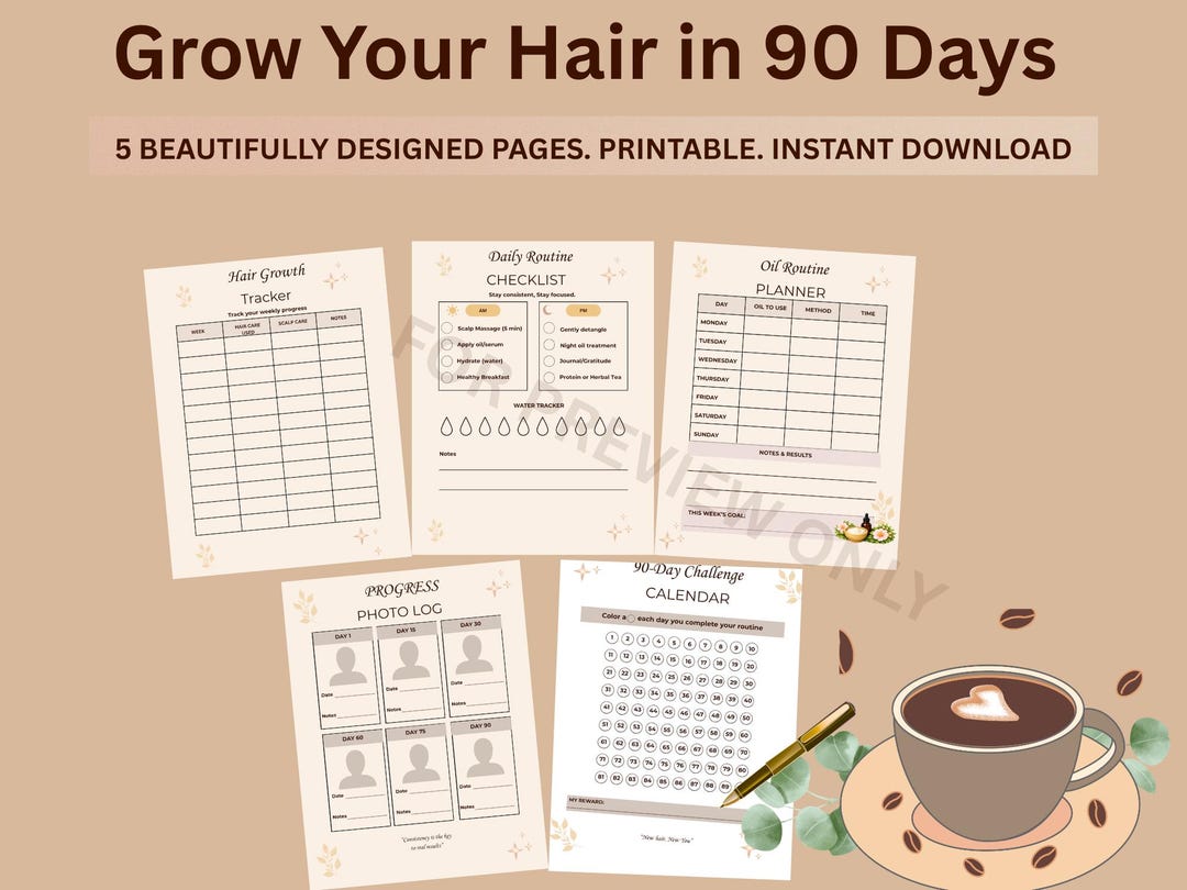 90-day Hair Growth Tracker Printable | Hair Care Routine Planner (PDF ...