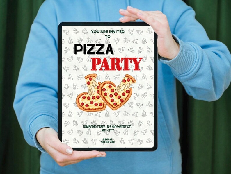 Pizza Party Invitation Template Digital Editable Printable for Party ...