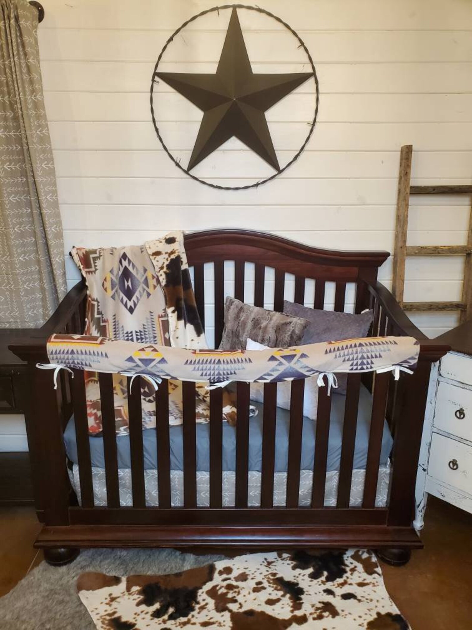 Boy Crib Bedding Tan Aztec Cow Western Nursery Collection - Etsy