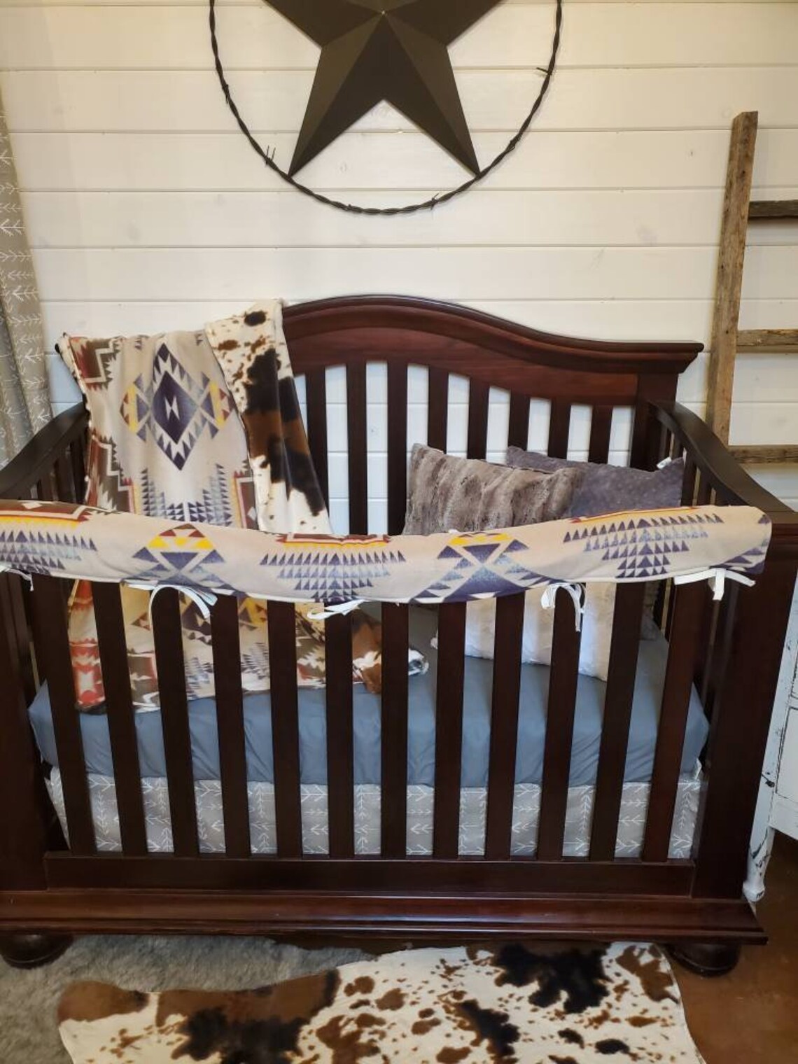 Boy Crib Bedding Tan Aztec Cow Western Nursery Collection - Etsy