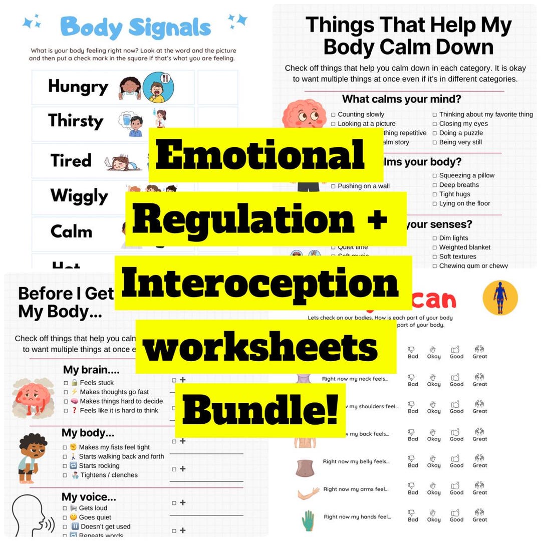 Emotional Regulation Worksheets Bundle | Interoception Included, Autism ...