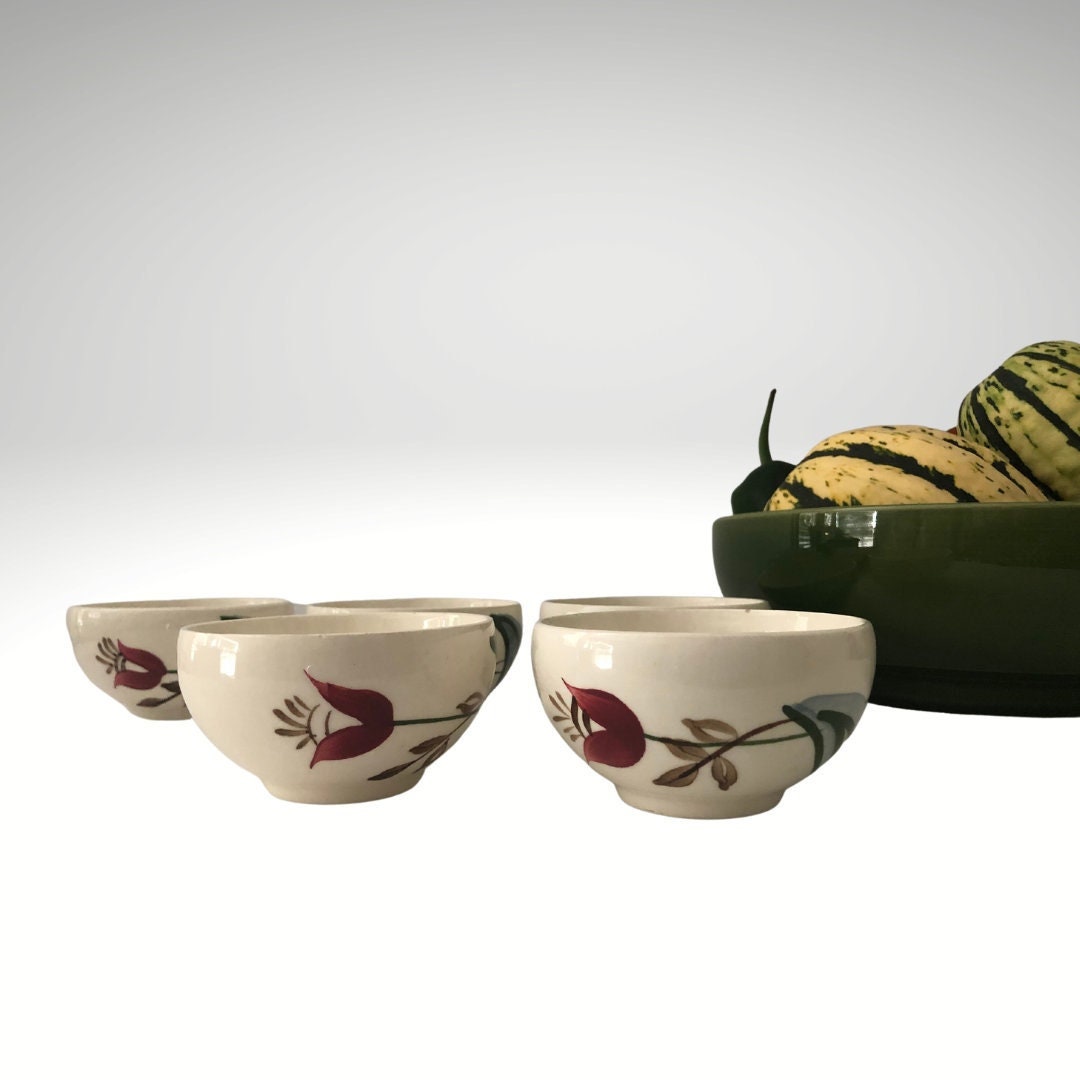 Hand Painted Diner Style Cups Set of Five With Dark Pink - Etsy