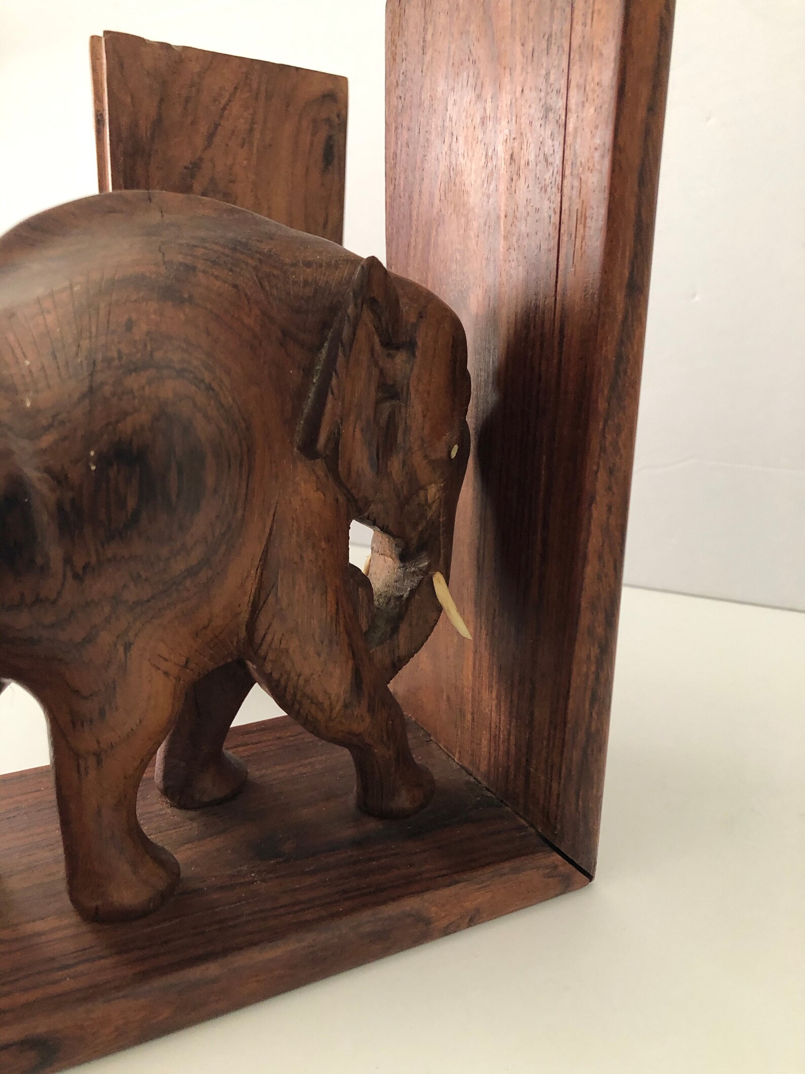 Pair of Wooden Elephant Bookends - Etsy